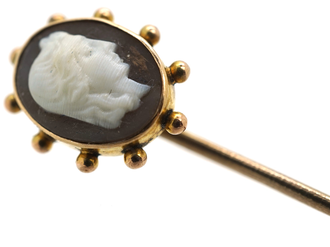 Victorian 15ct Gold Tie Pin With Shell Cameo of Classical Head (517L ...