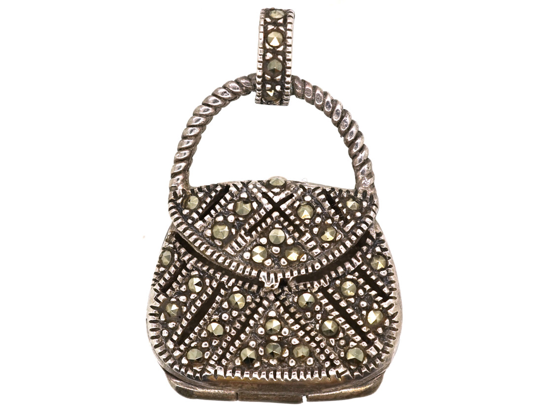 Silver & Marcasite Handbag Locket (530L) | The Antique Jewellery Company
