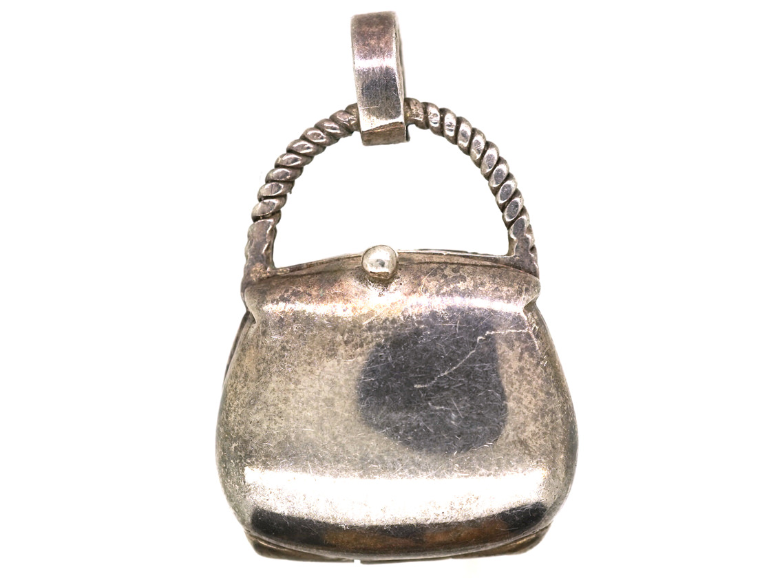 Silver & Marcasite Handbag Locket (530L) | The Antique Jewellery Company
