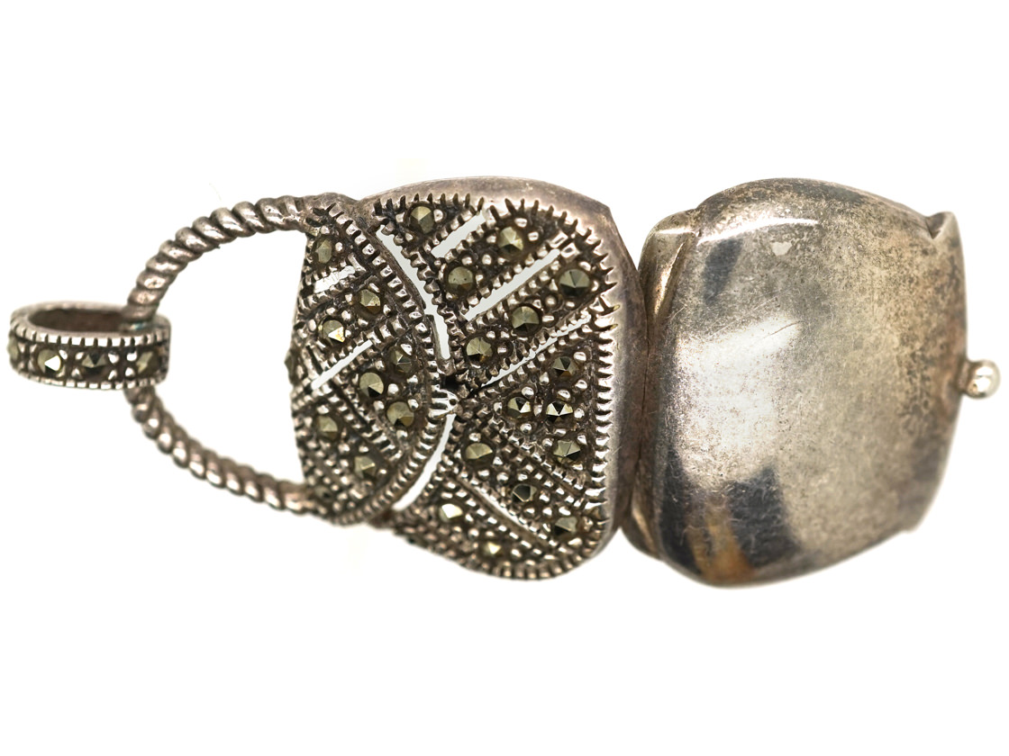 Silver & Marcasite Handbag Locket (530L) | The Antique Jewellery Company