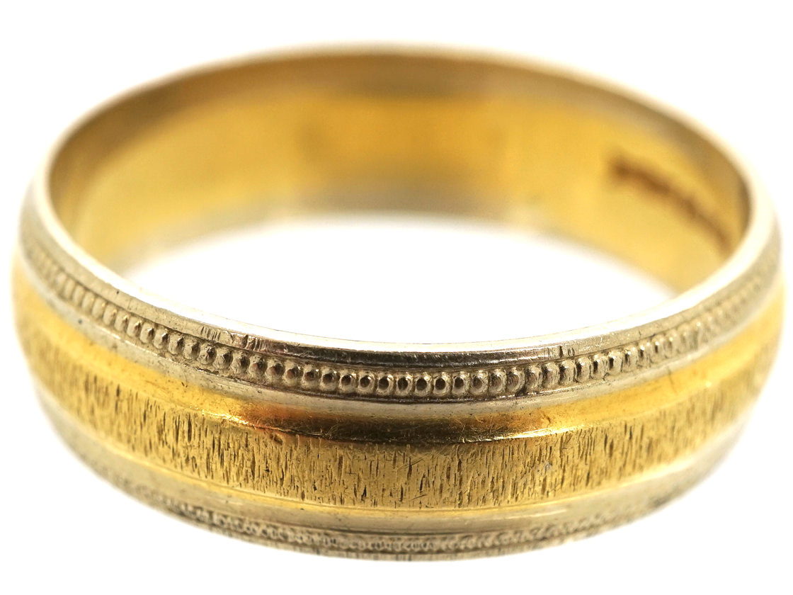 18ct Two Colour Gold Wedding Band (215E) | The Antique Jewellery Company