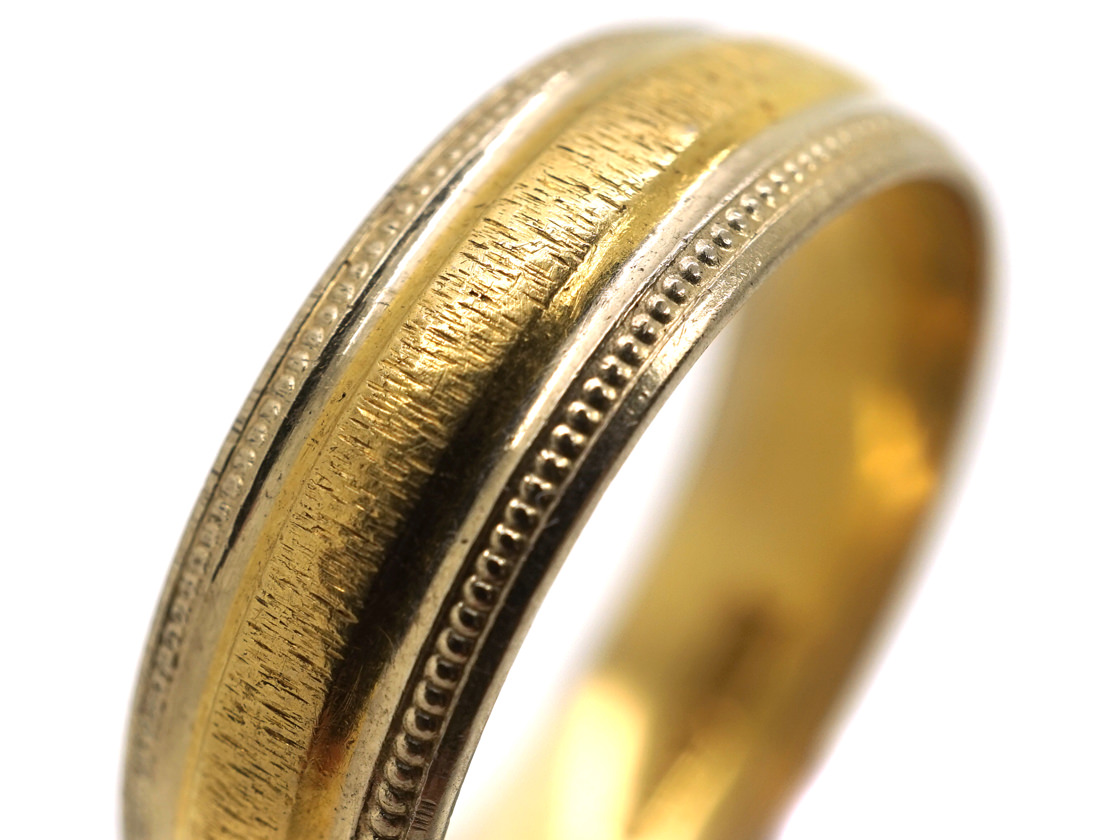 18ct Two Colour Gold Wedding Band (215E) | The Antique Jewellery Company
