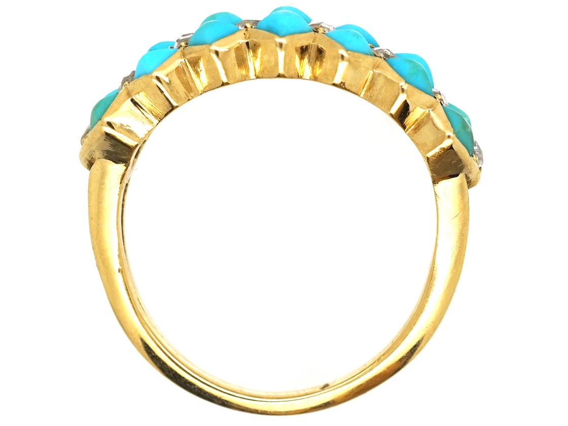 Victorian 18ct Gold, Turquoise & Diamond Zig Zag Ring (476L) | The ...