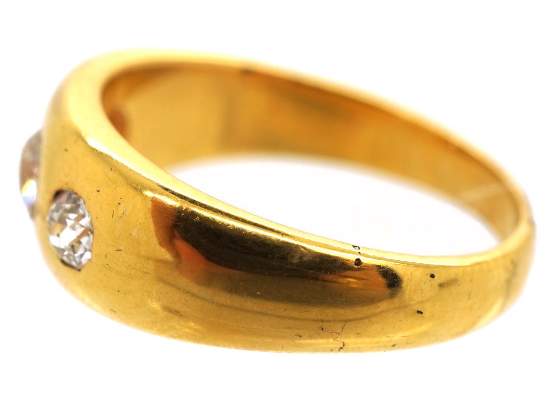 Victorian 18ct Gold, Three Stone Diamond Rub Over Ring (608L) | The ...