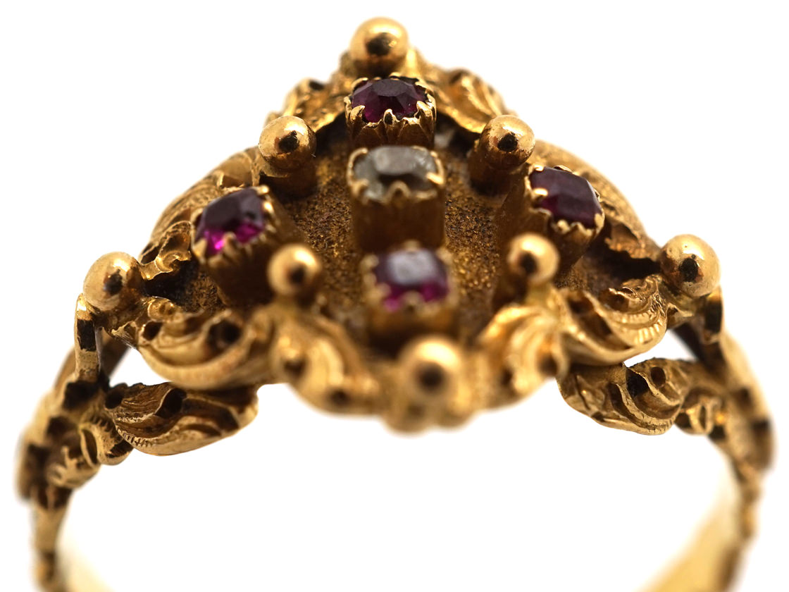 Early Victorian 18ct Gold, Ruby & Diamond Ring (481L) | The Antique ...