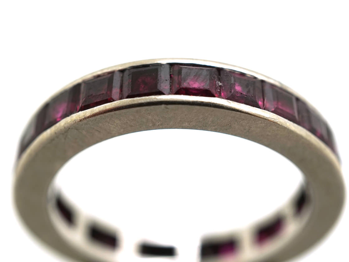 Art Deco 18ct White Gold Ruby Eternity Ring (567L) | The Antique ...