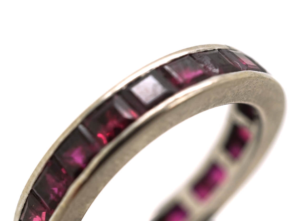 Art Deco 18ct White Gold Ruby Eternity Ring (567L) | The Antique ...