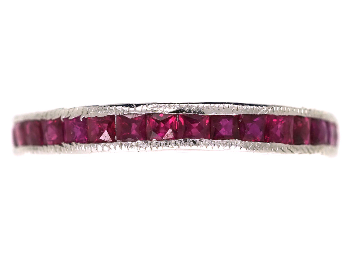 Art Deco 18ct White Gold Ruby Eternity Ring (621L) | The Antique ...