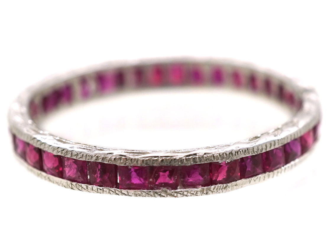 Art Deco 18ct White Gold Ruby Eternity Ring (621L) | The Antique ...