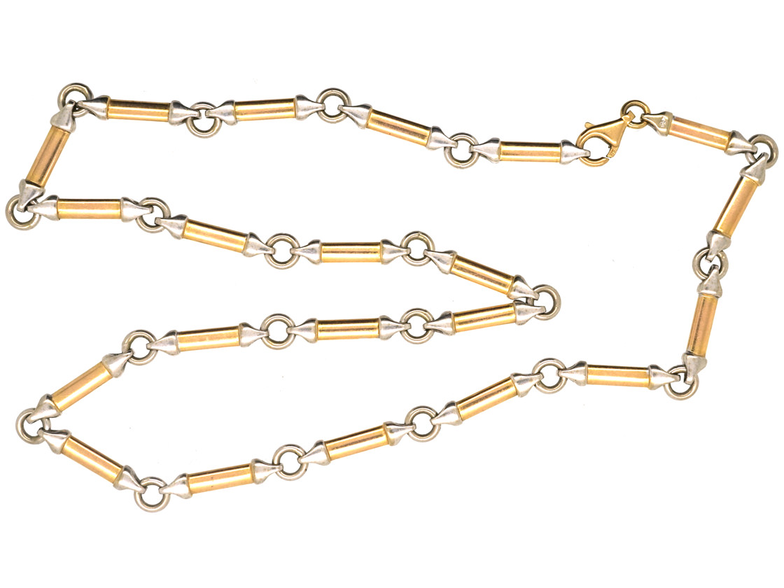 9ct Gold Two Colour Neck Chain (562L) | The Antique Jewellery Company