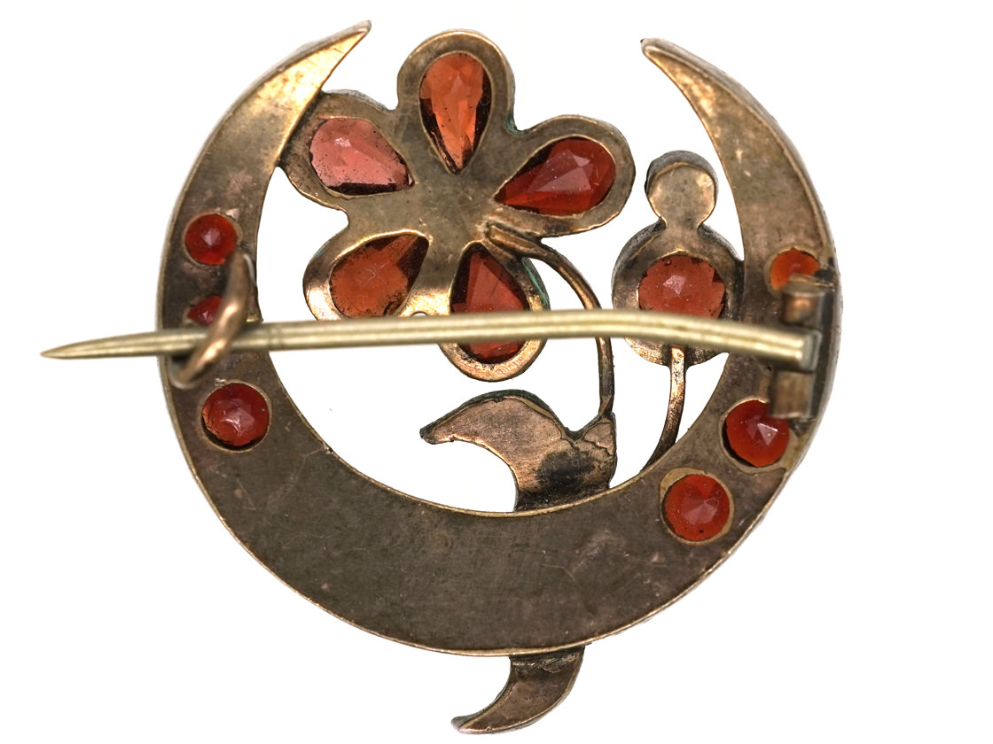 Edwardian Garnet Flower & Half Moon Brooch (489L) | The Antique ...