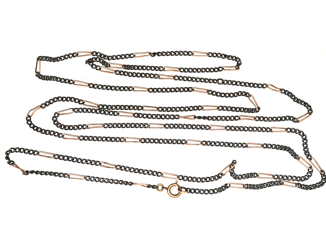 Gun Metal & Gold Plated Long Guard Chain (158F) | The Antique Jewellery ...