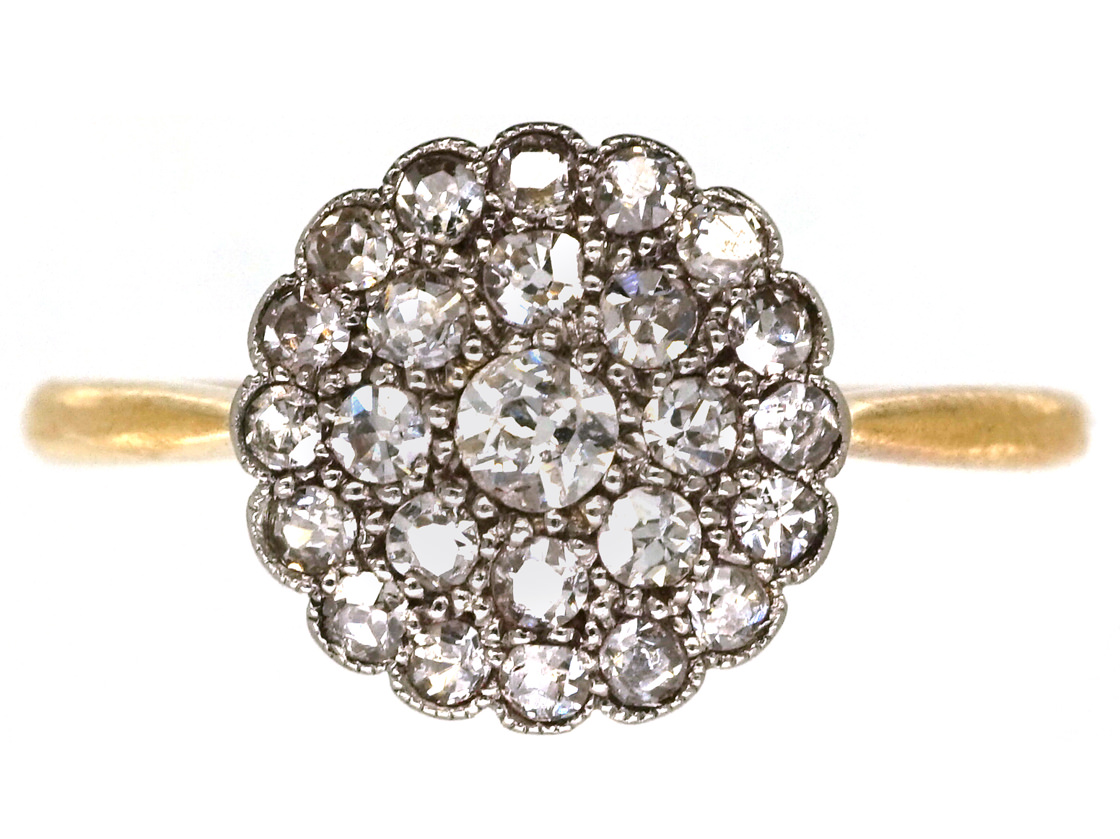 Edwardian 18ct Gold & Platinum, Pave Set Diamond Cluster Ring (789L ...