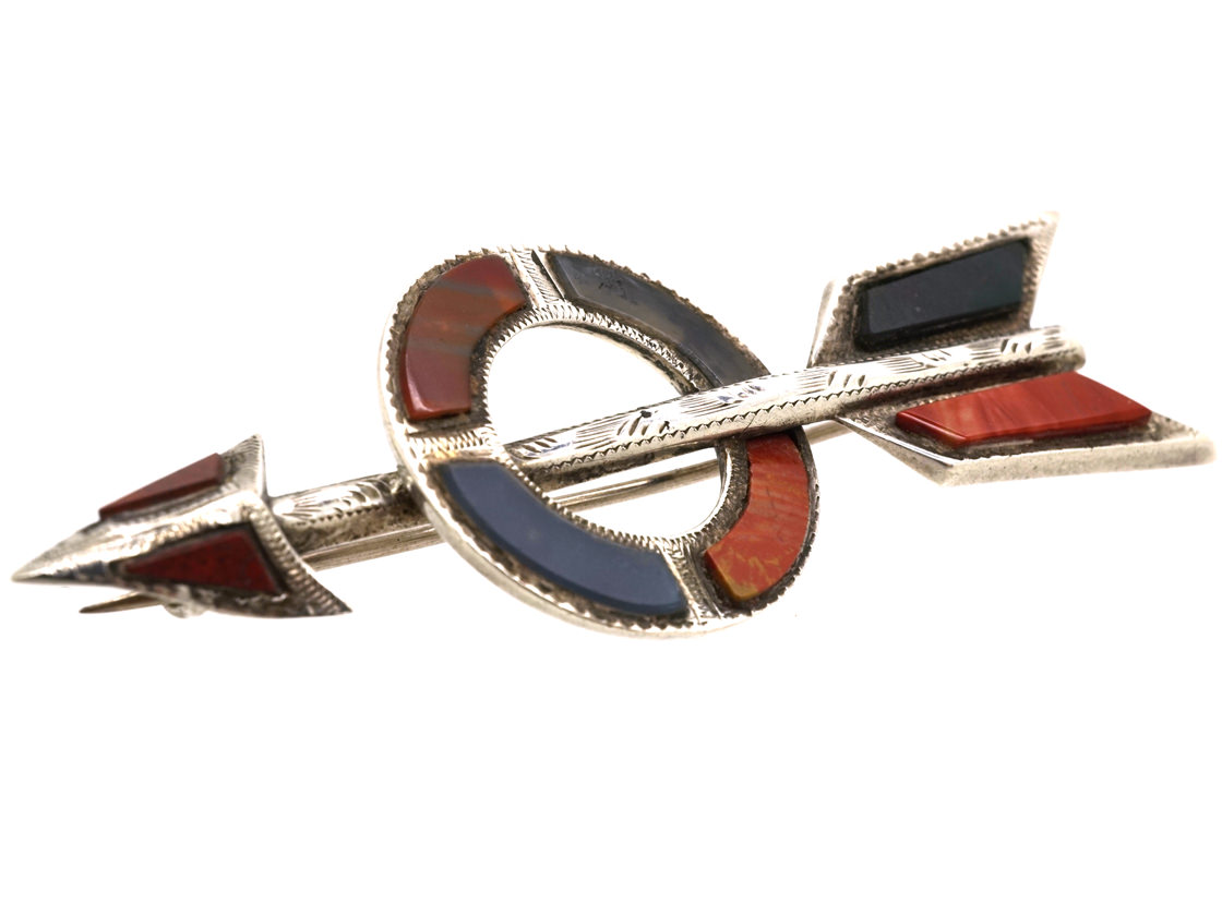 Scottish Silver, Jasper & Bloodstone Arrow & Target Brooch (917L) | The ...