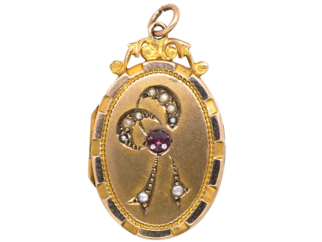 Edwardian 9ct Back & Front Oval Locket with Bow Motif (903L) | The ...