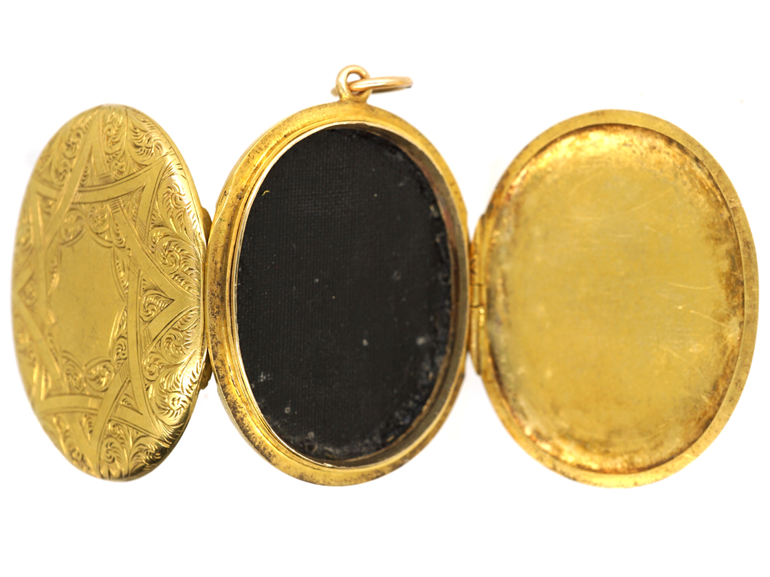 Victorian 15ct Gold Double Opening Oval Engraved Locket (33M) | The ...