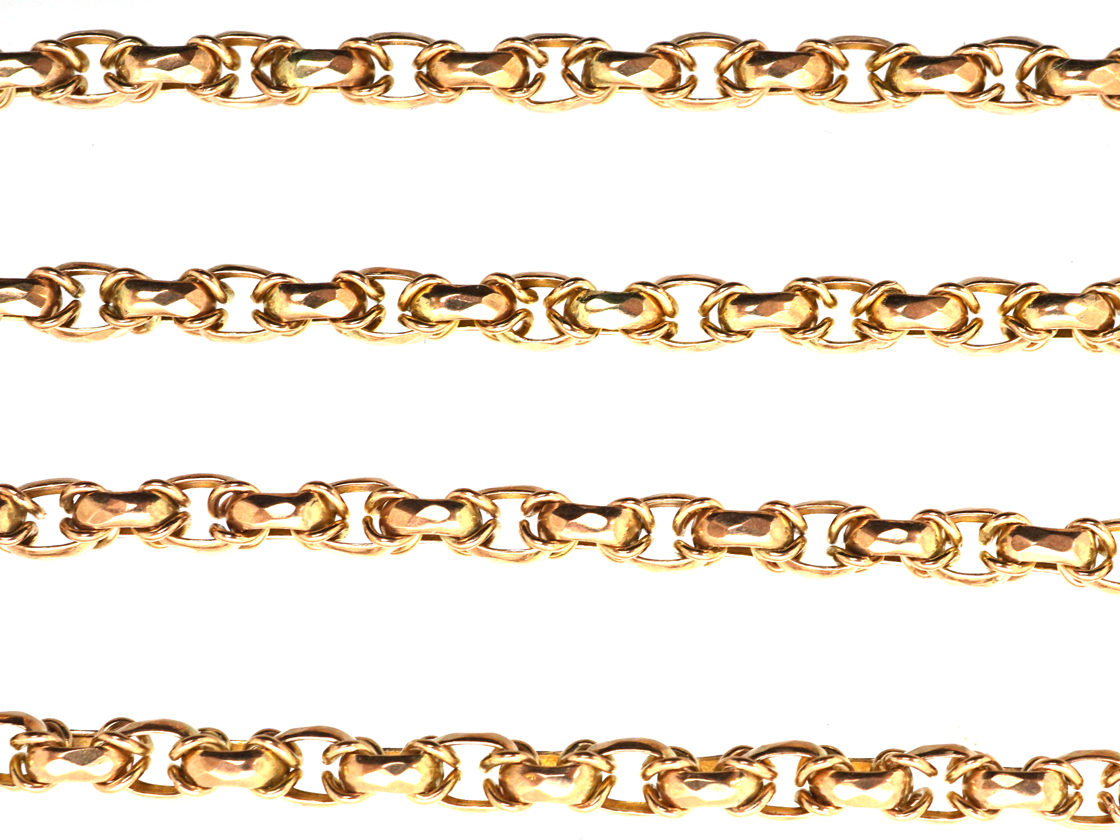 Victorian 9ct Gold Byzantine Link Chain (76M) | The Antique Jewellery ...
