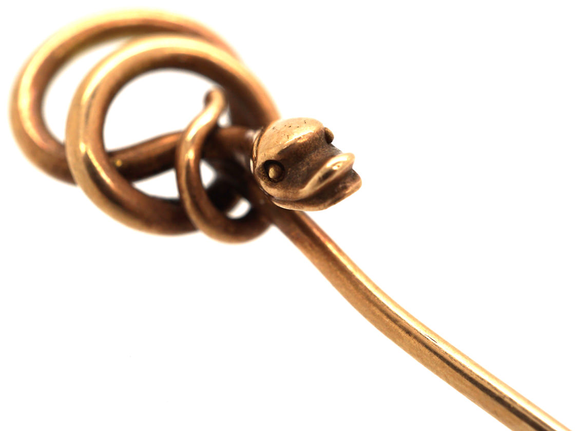 Victorian 15ct Gold Snake Tie Pin (44M) | The Antique Jewellery Company