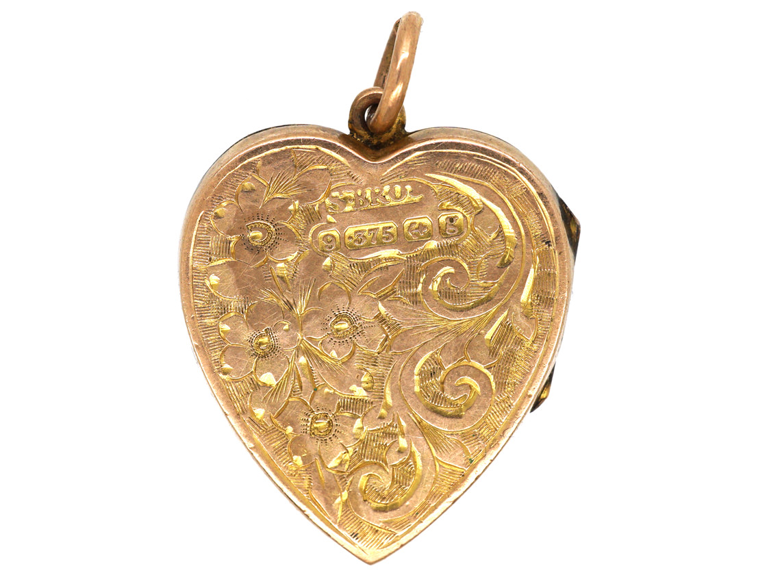 Edwardian 9ct Gold Heart Shaped Locket (69M) | The Antique Jewellery ...