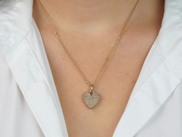 Edwardian 14ct Gold & natural Split Pearl double Sided Heart Shaped ...