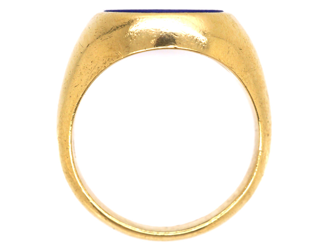 18ct Gold & Lapis Lazuli Signet Ring With Crest Intaglio (101M) | The ...