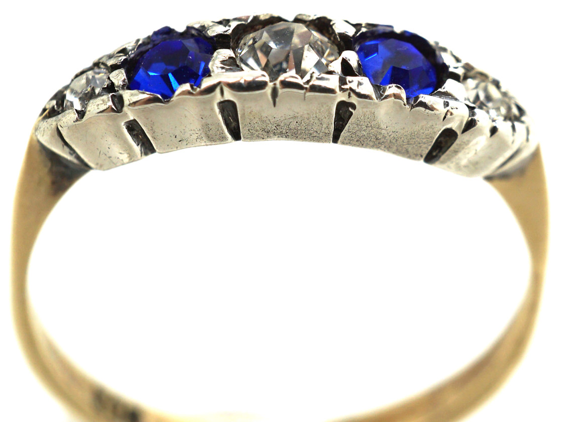 Edwardian 9ct Gold Blue & White Paste Ring (283M) | The Antique ...