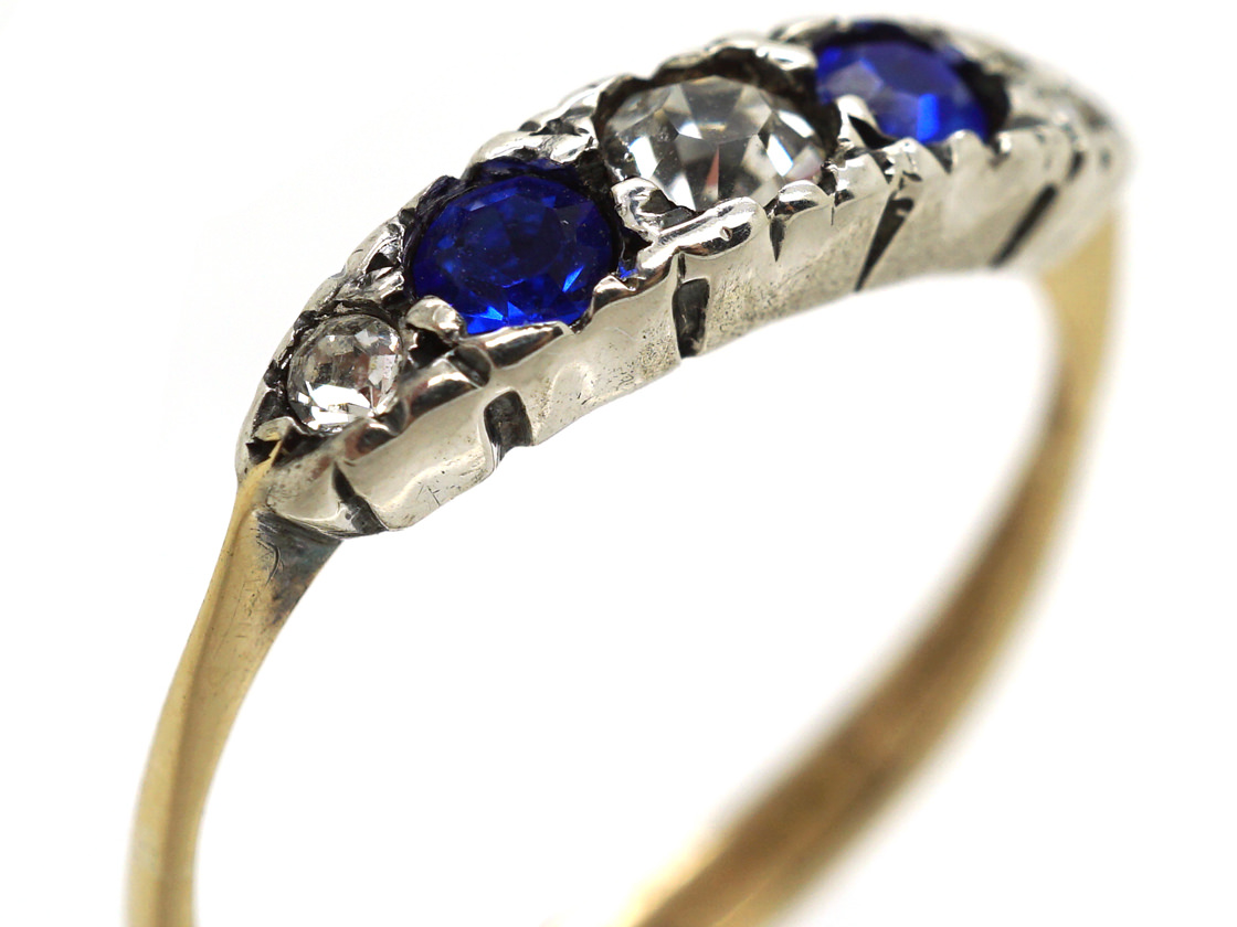 Edwardian 9ct Gold Blue & White Paste Ring (283M) | The Antique ...