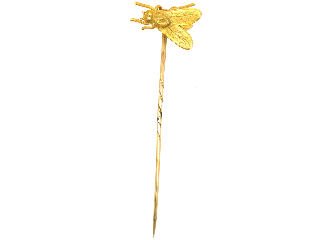 Victorian 15ct Gold Tie Pin of a Bee (155M) | The Antique Jewellery Company