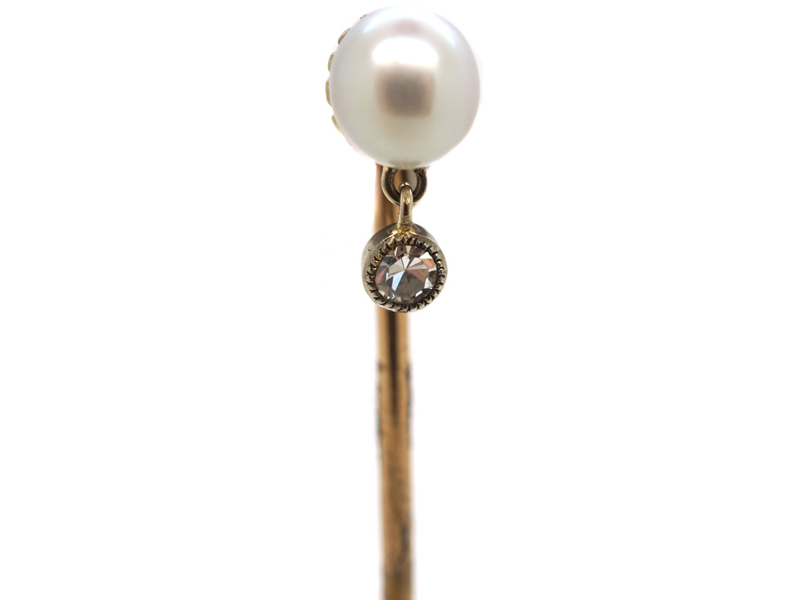 Art Deco Natural Pearl & Diamond Tie Pin (114M) | The Antique Jewellery ...