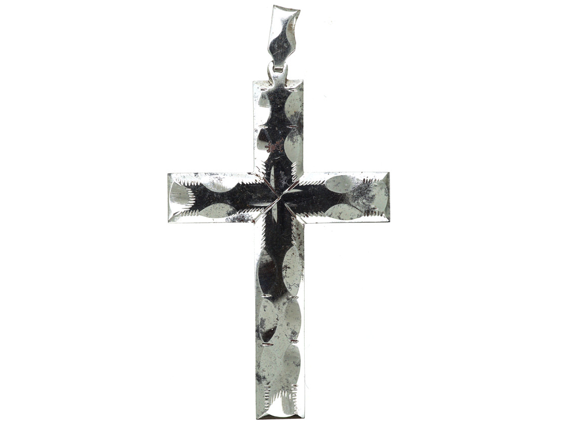 Georgian Cut Steel Cross Pendant (119E) | The Antique Jewellery Company