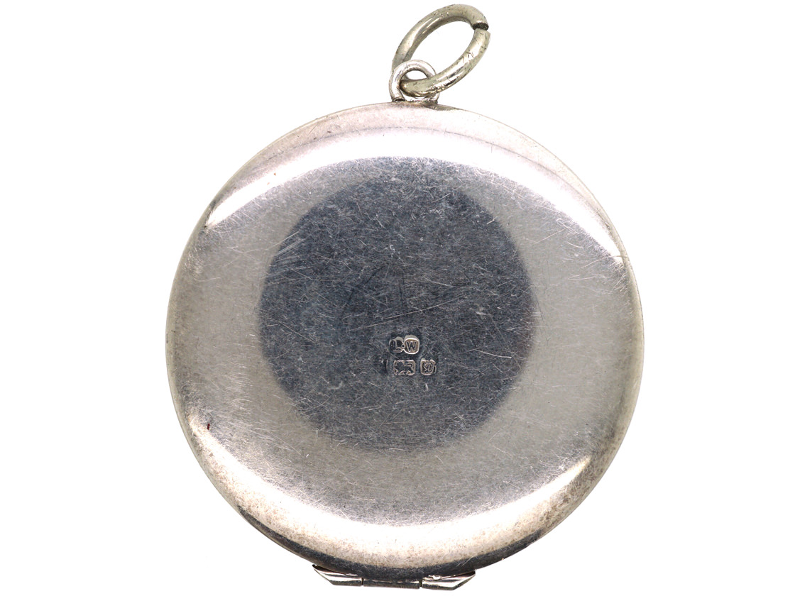 Round Silver Locket with Rose Design (183K/8) | The Antique Jewellery ...