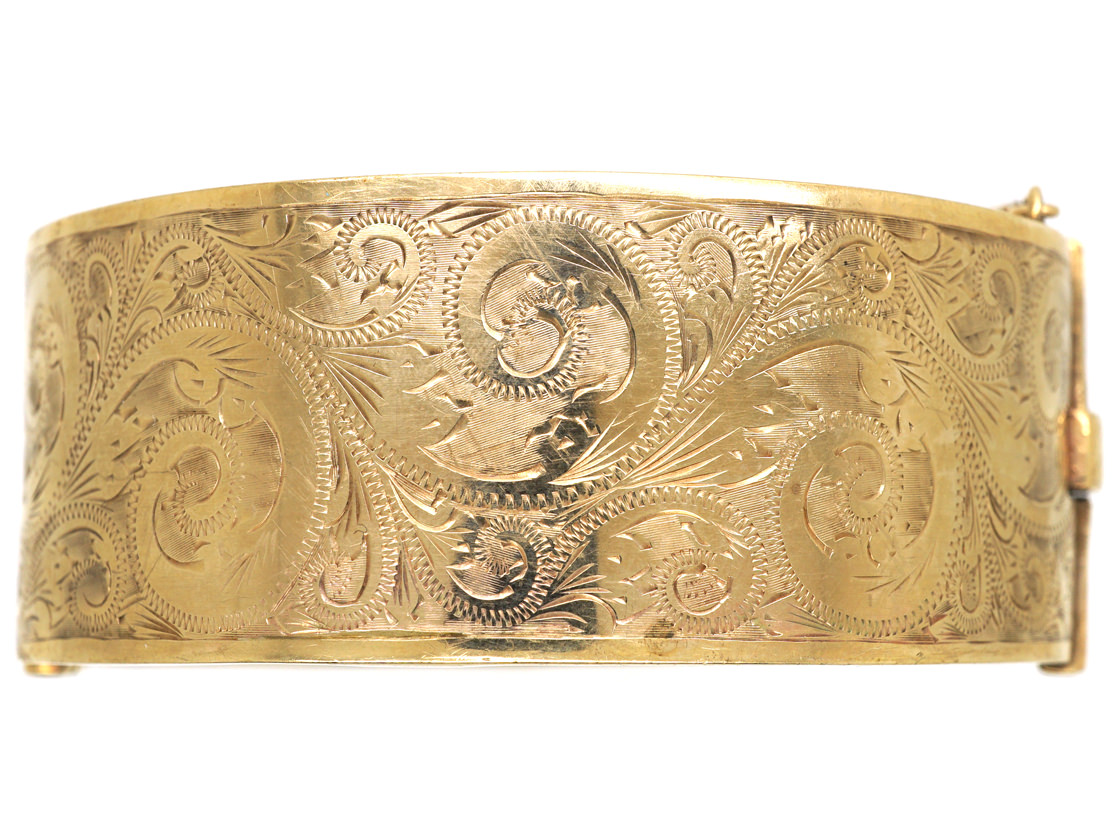 9ct Gold Wide Bangle (289M) | The Antique Jewellery Company