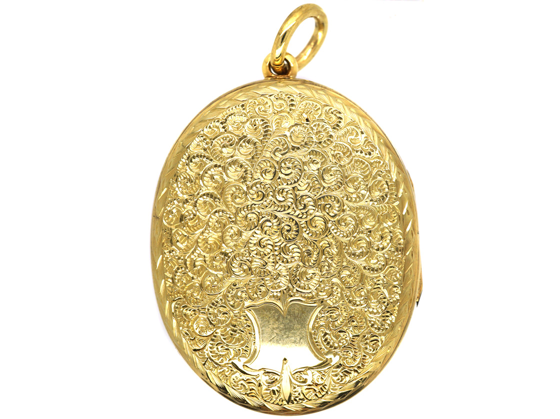 Victorian 15ct Gold Oval Locket with Garter Design (185M) | The Antique ...