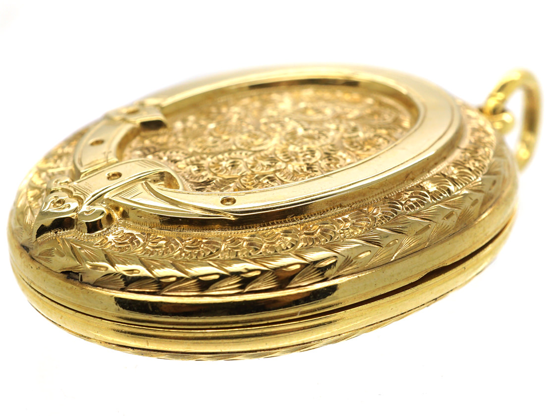 Victorian 15ct Gold Oval Locket with Garter Design (185M) | The Antique ...