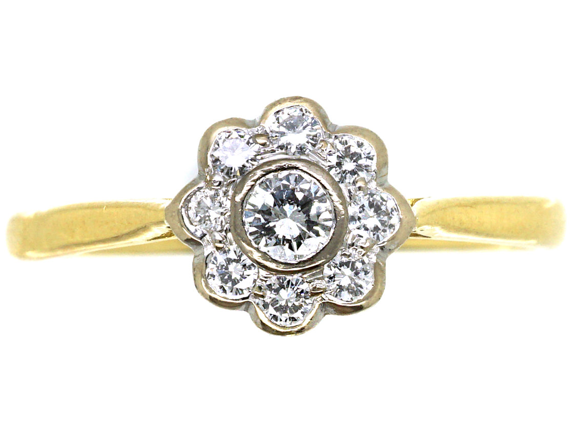 18ct Gold & Diamond Small Cluster Ring (266M) | The Antique Jewellery ...