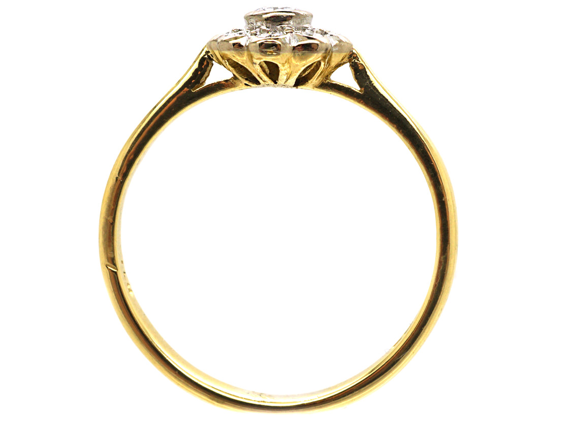 18ct Gold & Diamond Small Cluster Ring (266M) | The Antique Jewellery ...