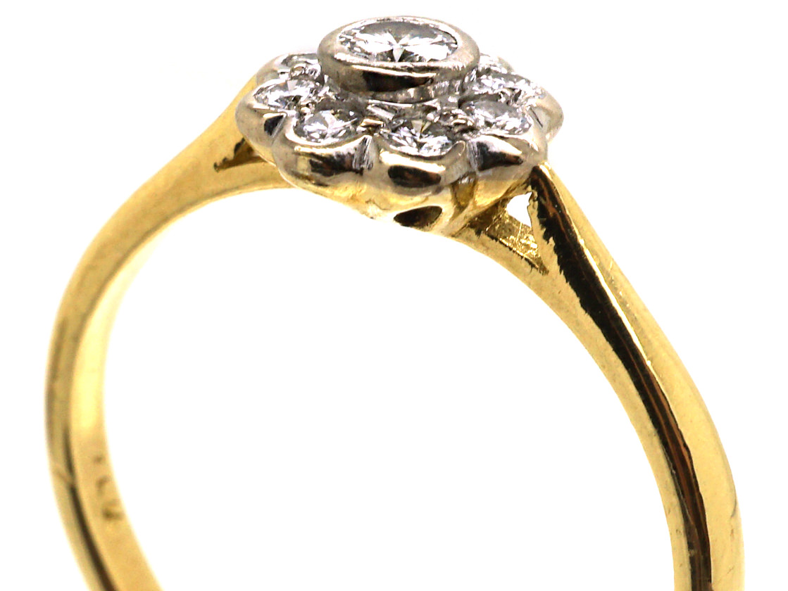 18ct Gold & Diamond Small Cluster Ring (266M) | The Antique Jewellery ...