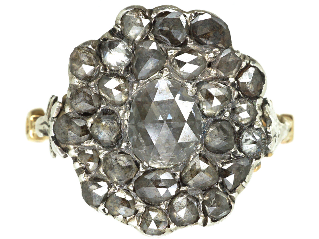 Georgian Rose Diamond Cluster Ring (120M/O) | The Antique Jewellery Company