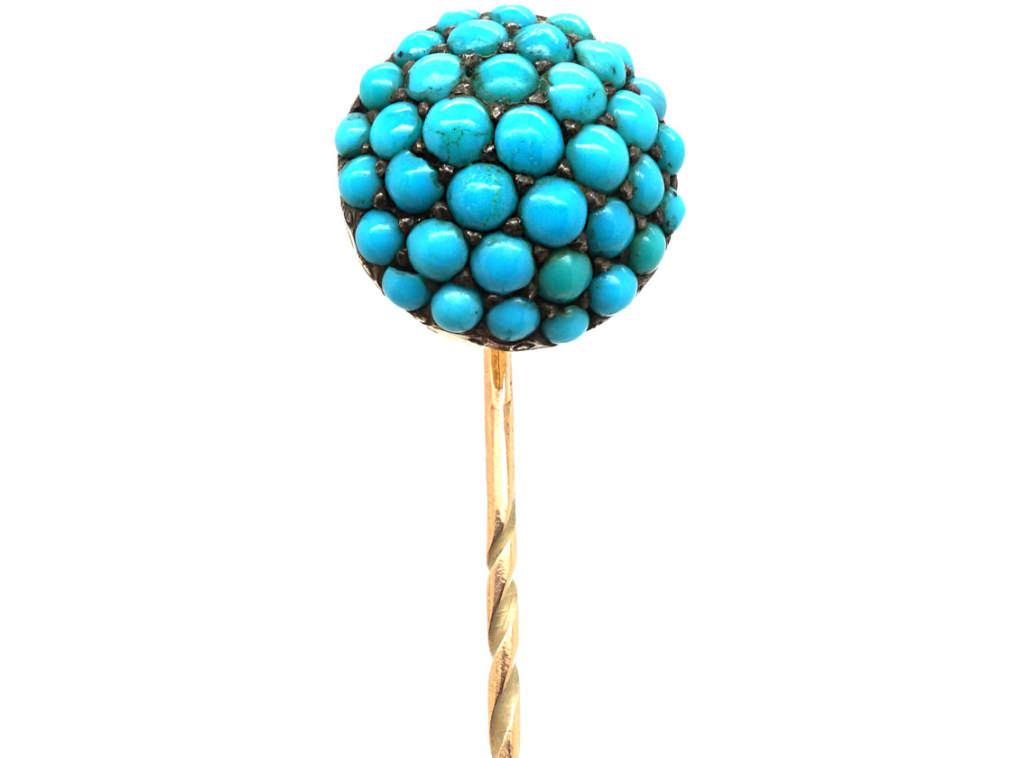 Edwardian Pave Set Turquoise Tie Pin (276M) | The Antique Jewellery Company