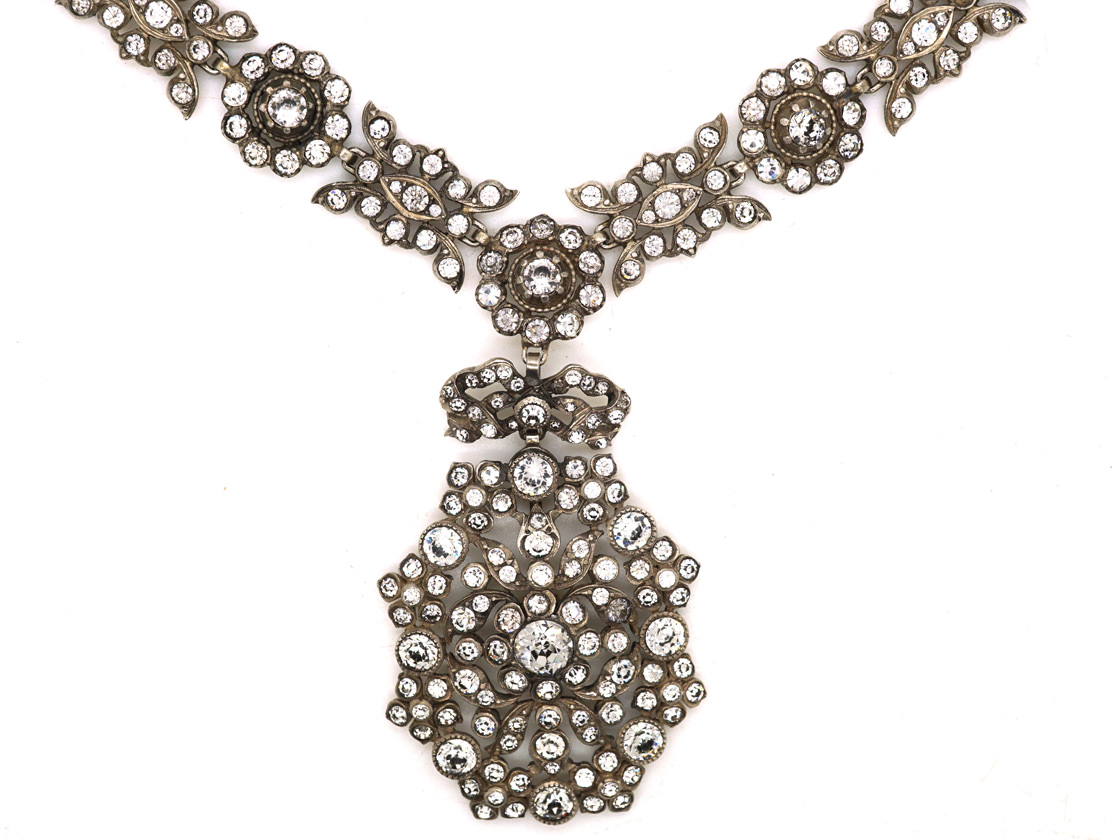 Victorian Silver & Paste Necklace with Pendant Drop (C/9) | The Antique ...