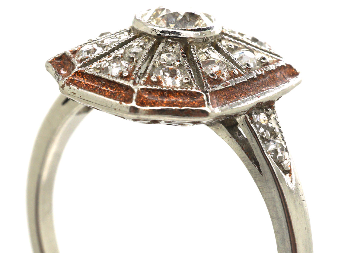 Art Deco Platinum, Enamel & Diamond Octagonal Shaped Ring (323M) | The ...