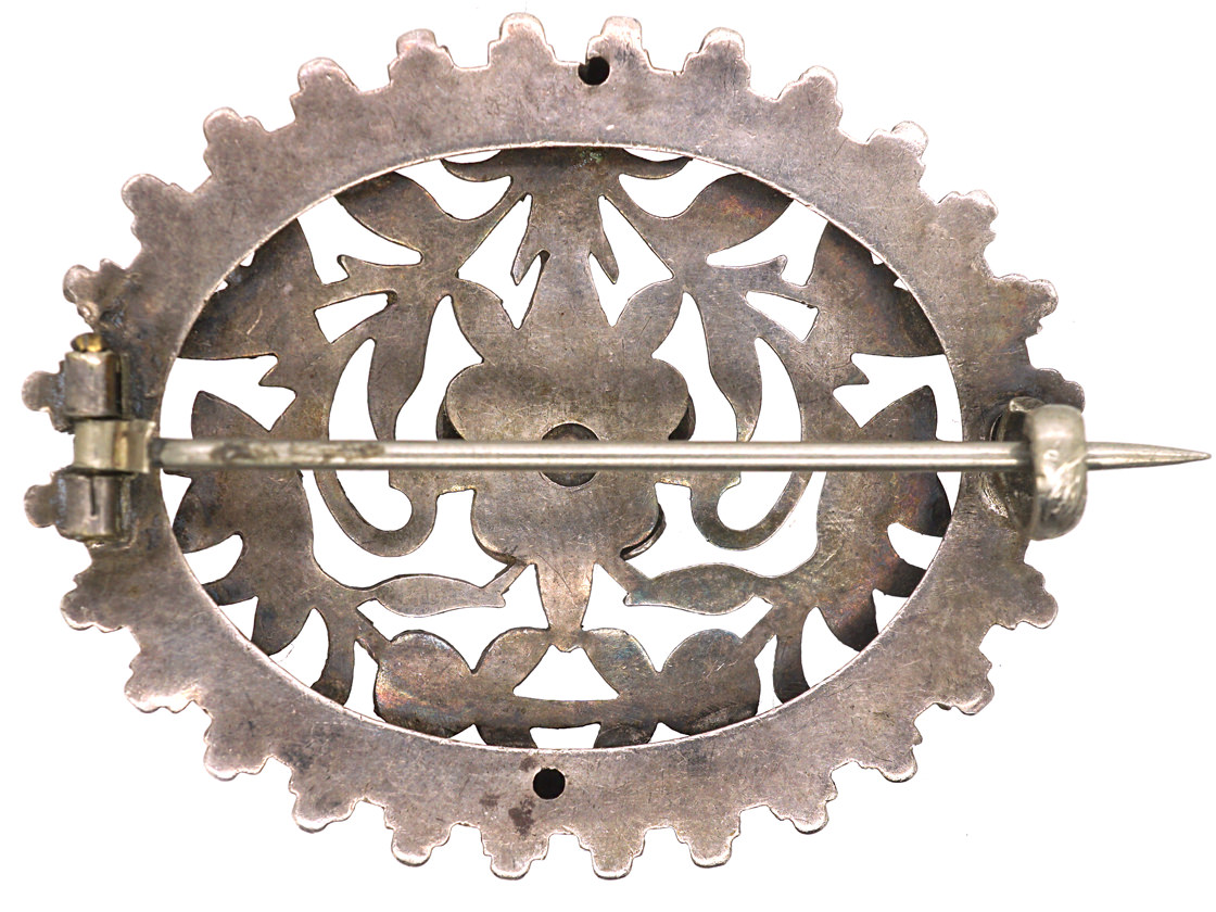 Victorian Oval Silver Brooch with Flower Motif (404M) | The Antique ...