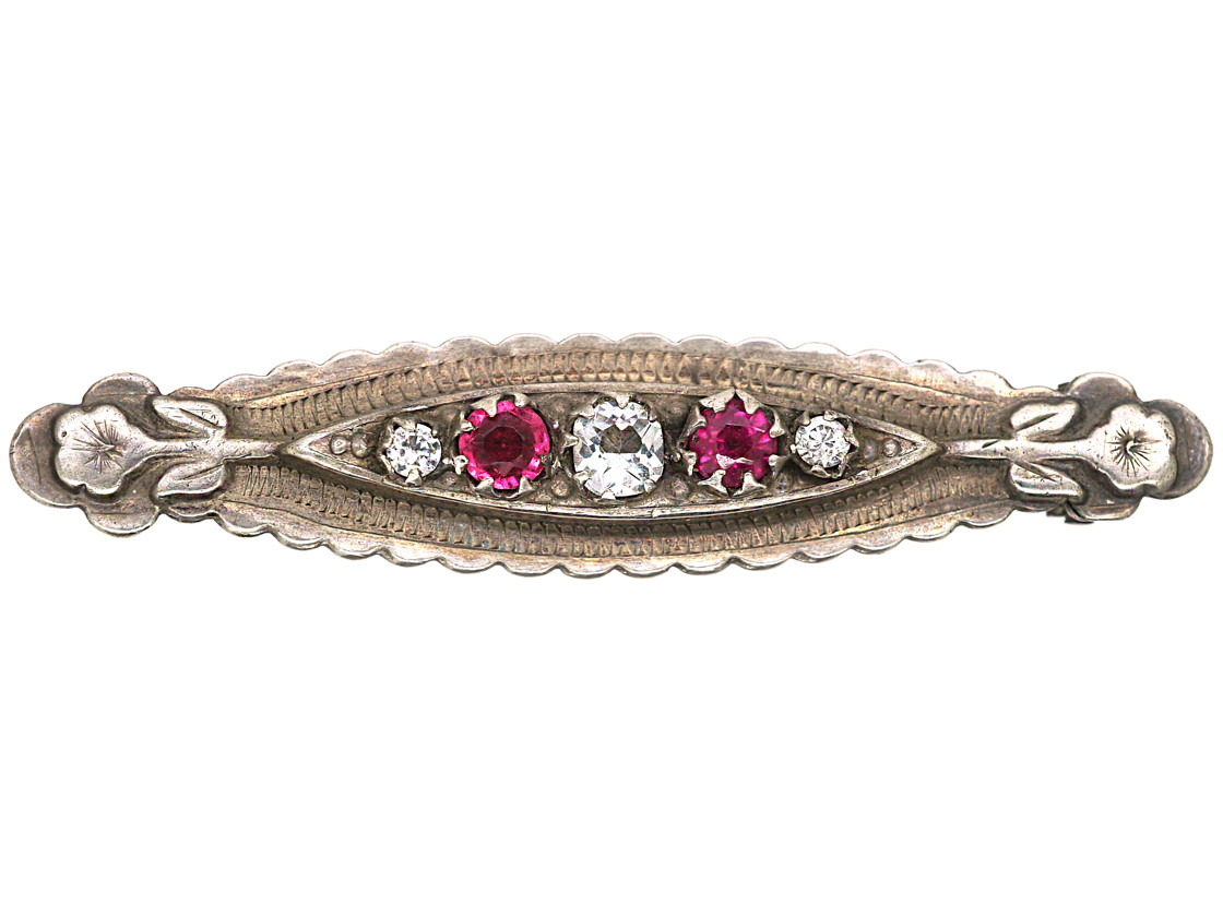 Victorian Silver & Red & White Paste Brooch (412M) | The Antique ...