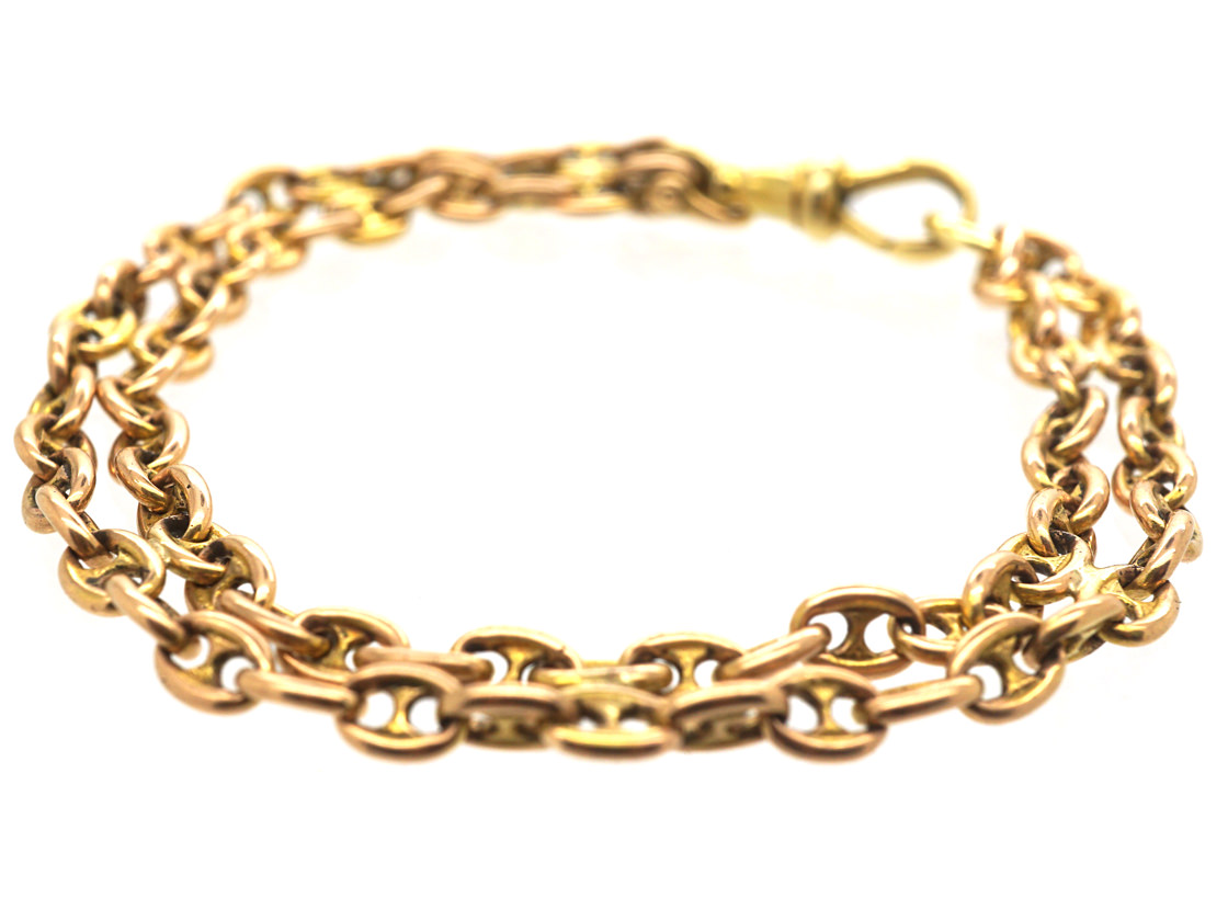Victorian 15ct Gold Anchor Chain Link Bracelet (230M) | The Antique ...