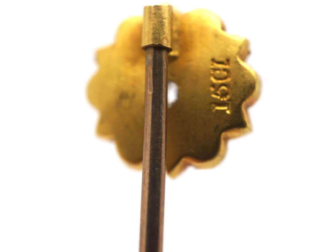 Victorian 15ct Gold & Rose Diamond Round Tie Pin (375M) | The Antique ...