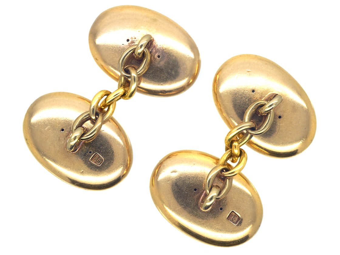 Victorian 18ct Gold Oval Plain Cufflinks (332M) | The Antique Jewellery ...