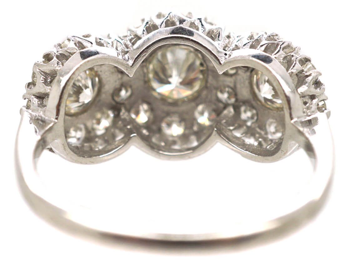 18ct White Gold Triple Cluster Diamond Ring (392M) | The Antique ... 18ct White Gold Triple Cluster Diamond Ring (392M) | The Antique ...