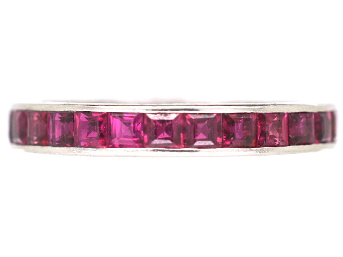 Art Deco 18ct White Gold & Ruby Eternity Ring (388M) | The Antique ...