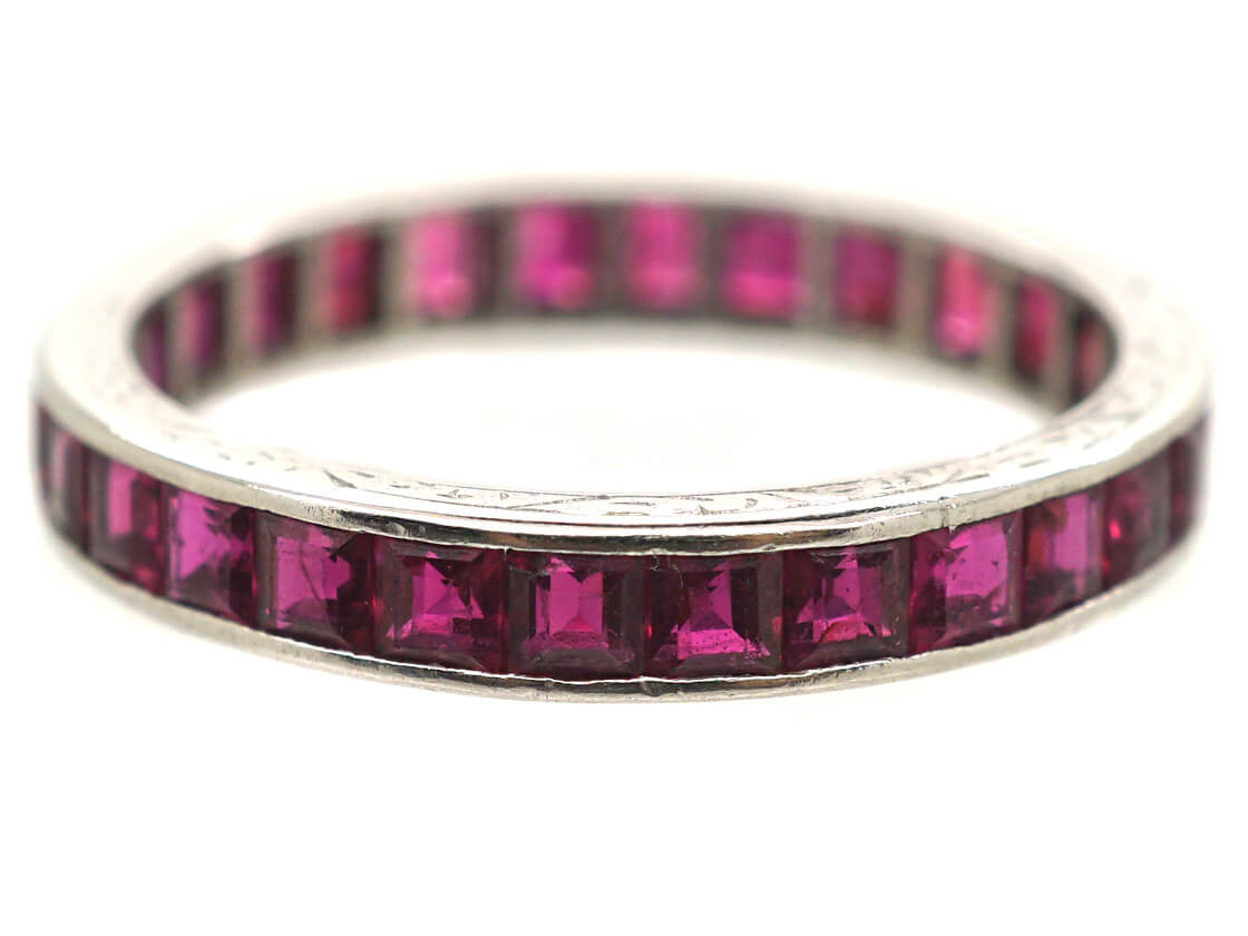 Art Deco 18ct White Gold & Ruby Eternity Ring (388M) | The Antique ...