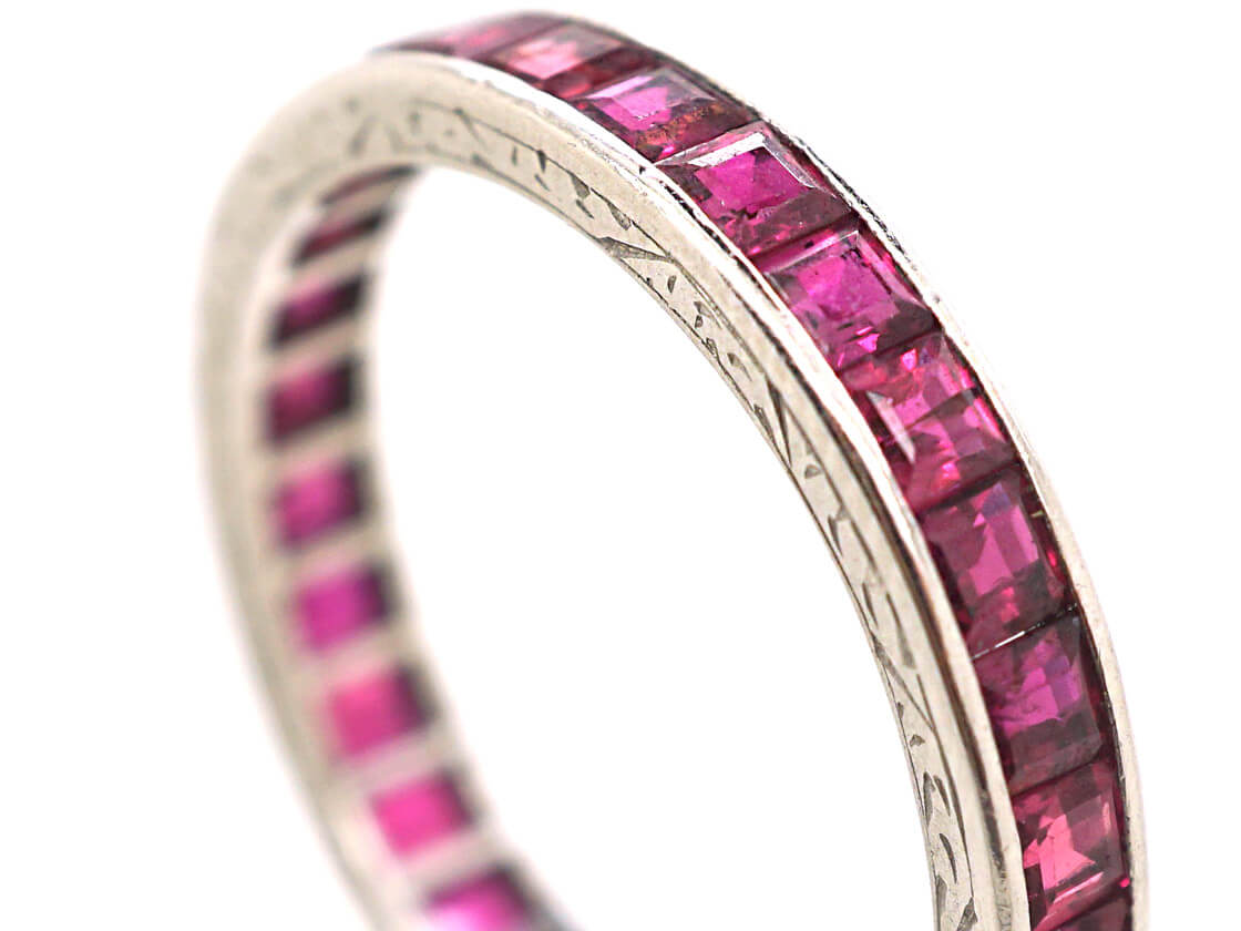 Art Deco 18ct White Gold & Ruby Eternity Ring (388M) | The Antique ...